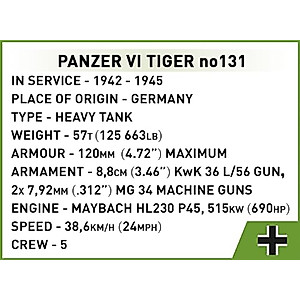 COBI Historical Collection WWII Panzer VI Tiger 131"