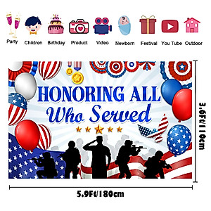 Large 71" X 43" Veterans Day Banner, Veterans Day Decorations, Honoring All Who Served Veterans Day Banner, Thank You Veterans Banner for Veterans Day Party