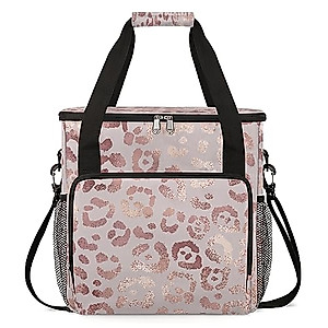 cfpolar Coffee Maker Carrying Bag Pink Leopard Travel Coffee Machine Bag Carrying Organizer Case Portable Single Serve Coffee Brewer Tote Bag Storage Bag for Camping Picnic