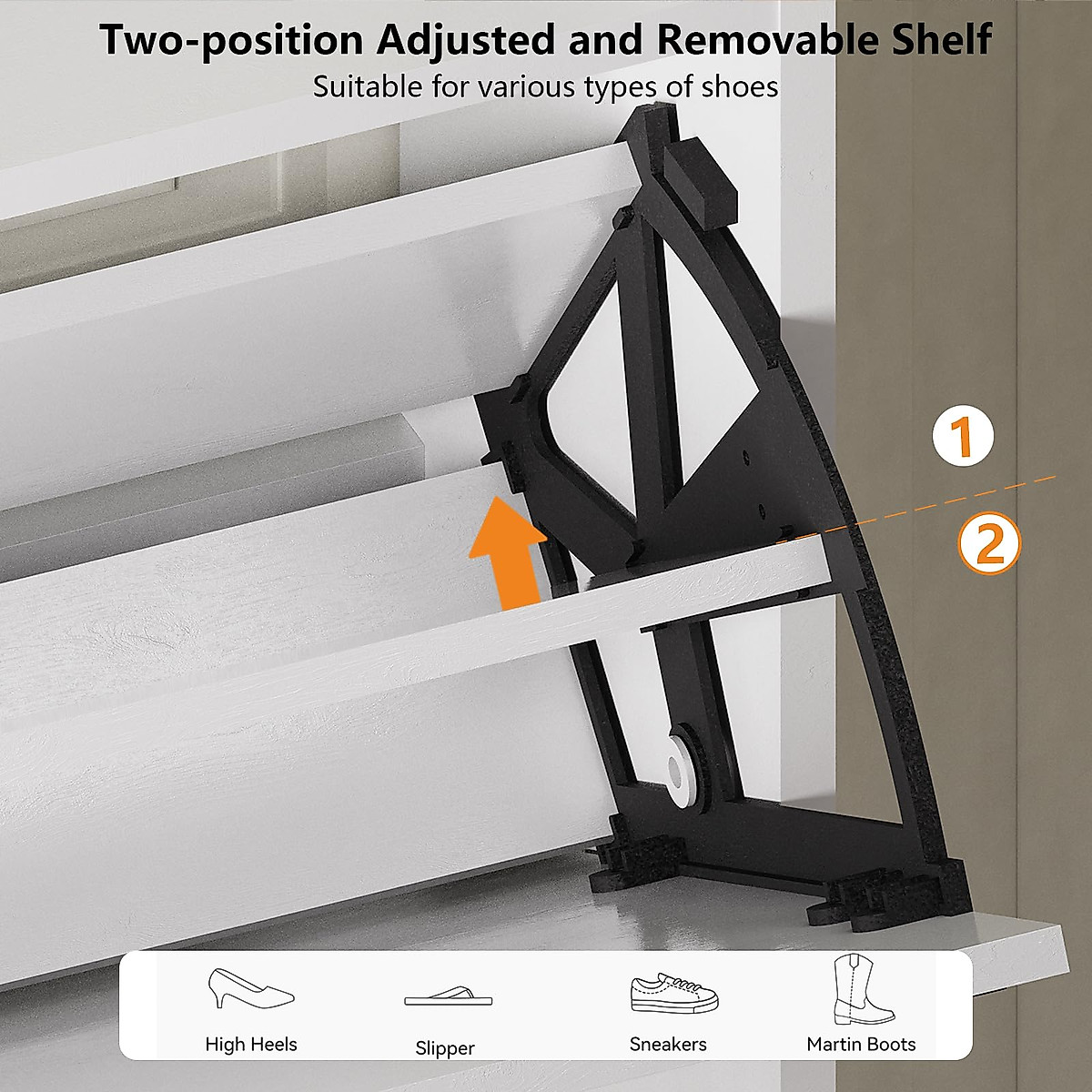 Derfullo Shoe Storage Cabinet,Farmhouse Shoe Organizer with 2 Flip Drawers & Barn Door Design,Freestanding Hidden Slim Narrow Shoe Rack Cabinet for Entryway,Foyer,Hallway (White)