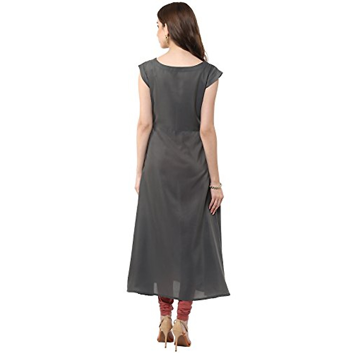 Janasya Indian Women's Tunic Tops Crepe Kurti for Women(X-Small) Grey