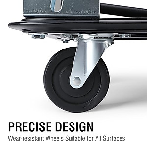 Olympia Tools Foldable Push Cart Dolly - 330 Lb. Capacity Heavy Duty Platform Truck with 360° Swivel Wheels (Olive Green/Blue)