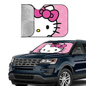 Wasinle Cartoon Car Windshield Sunshade Blocks Sun Visor Protector Foldable Sun Shield Keep Your Vehicle Cool, Fits Windshields of Most Sizes（Small 51 x 27.5 in） Black 6