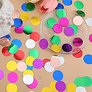 KADUOS 60G Mylar Foil Round CONFETTI Metallic Glitter Table confetti About 3600PCS for Party Wedding Birthday decoration (2.5CM, MIXED COLOUR)
