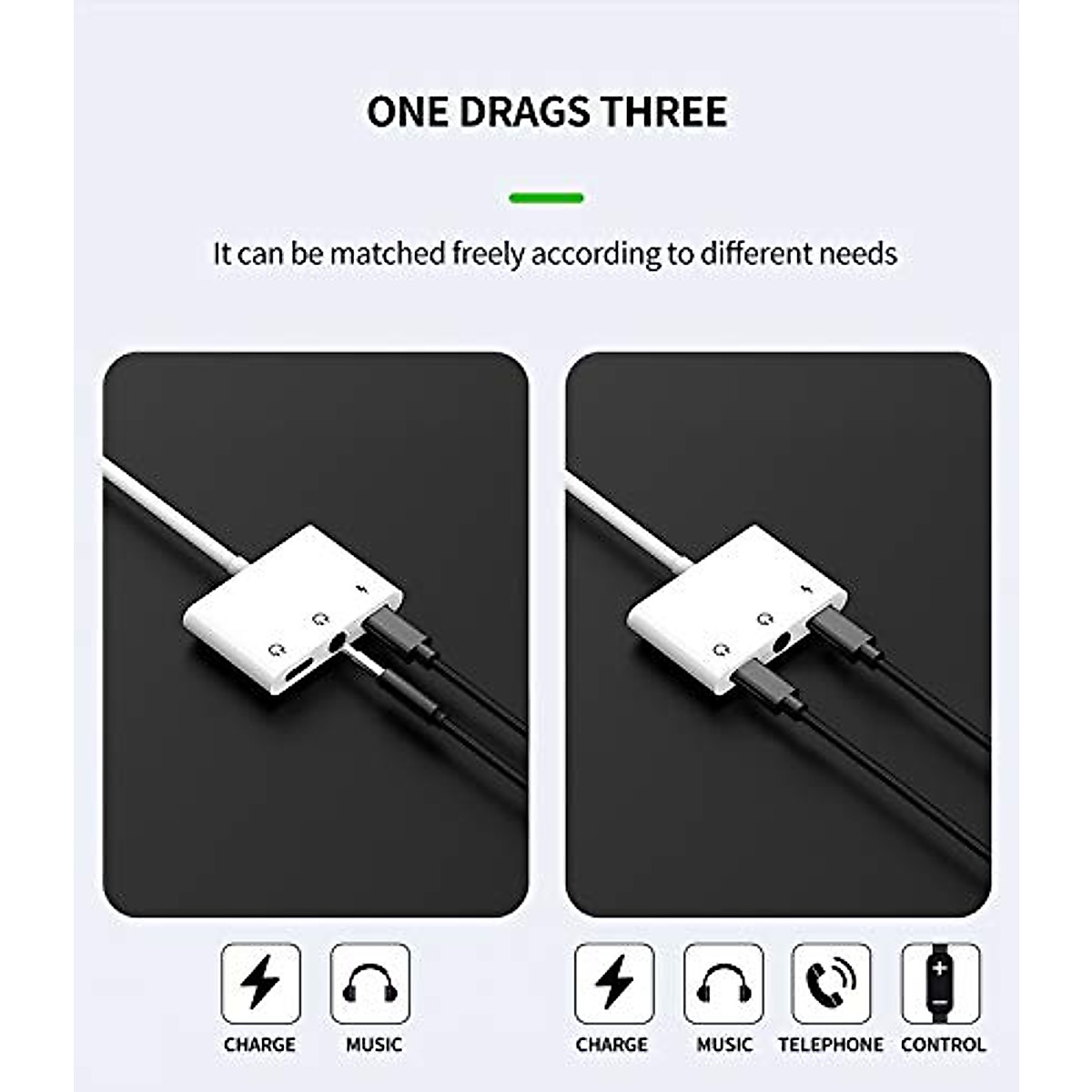 Compatible for iPhone Headphone Adapter Compatible with Lightning to 3.5mm Audio Jack and Charger Dongle Earphone Splitter 11 12Mini pro xs xr x 7 8Plus for Ipad Converter charging connector for Apple