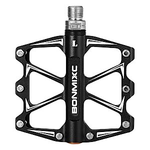 BONMIXC Mountain Bike Pedals Flat Road Bike Pedals Sealed Bearing Lightweight Bicycle Pedals 9/16-in Thread (Black)