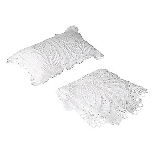 Baby Photography Blanket Pillow Set Newborn Photo Props Set Hollow Lace Round Blanket Pillow(White)