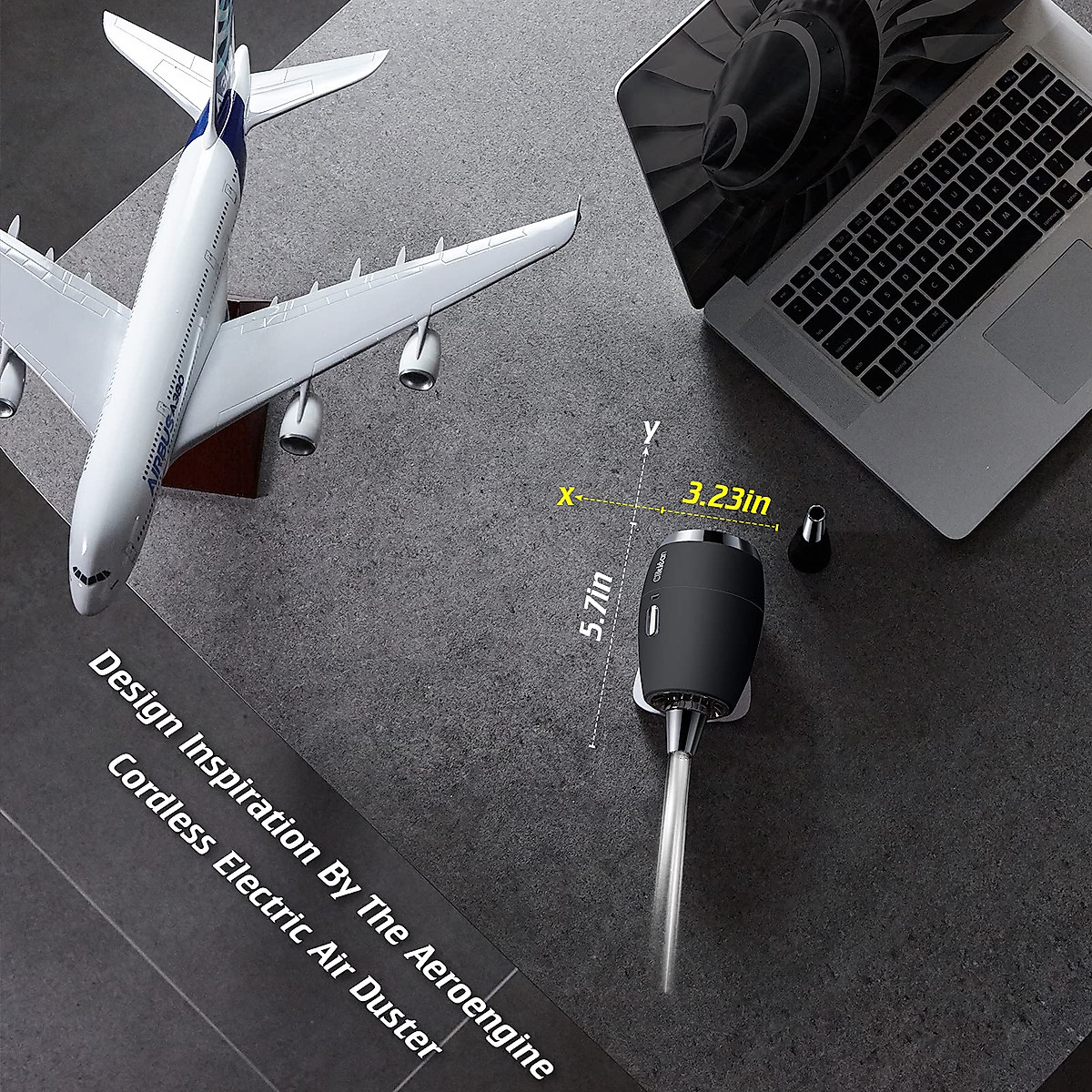 Cordless Air Duster 2.0 - Compressed Air No Heat Air Replaces Canned Air 80000RPM 55MPH - Electric Duster for Cleaning Gaps, Computer, Keyboard, Replaces Compressed Air Can