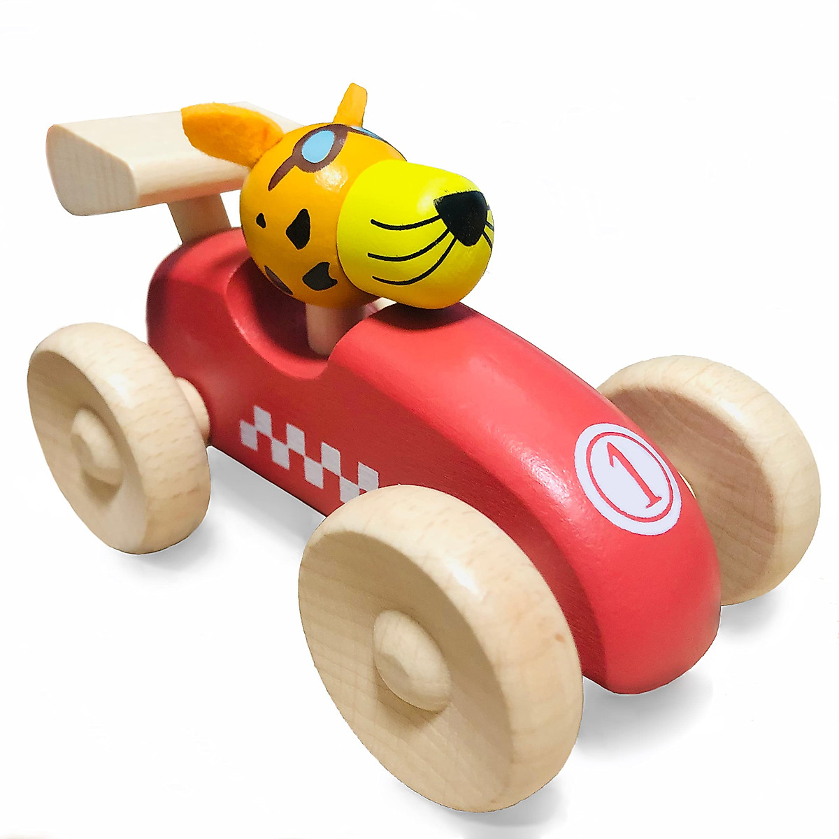 Lecelzie Toddler Activities Wooden Toys Car Baby Infant Montessori Fine Motor Skills Toys for 1 2 3 4 Year Old Boys Girls Gift Party Favors for Kids Push and Pull Toys