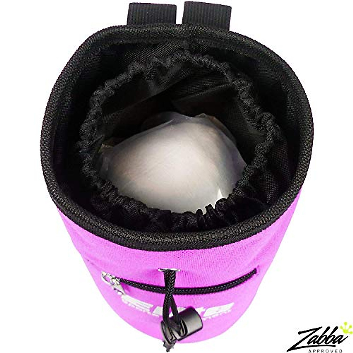 Rock Climbing Chalk Bag and 2 x Chalk Balls - No Leak Drawstring Bag and Secure Zip Pocket, Pink