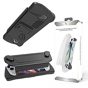 JDDWIN Full Case for ASUS Rog Ally 2023, Protective Handheld Case Skin with Detachable Front Shell Cover and Kickstand for Rog Ally,Shockproof/Non-Slip/Anti-Collision (Dark)
