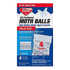 Enoz Old Fashioned Moth Balls, Kills Clothes Moths, Covered in Protective Wrap, Uses Active Ingredients, 32 oz