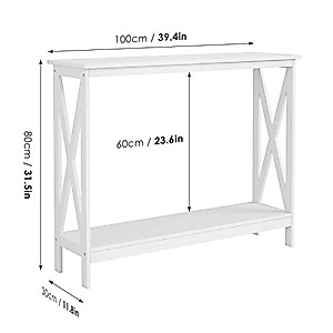 ITUSUT Console Sofa Table for Entryway with 2 Tier Shelves, Narrow Entryway Table for Living Room with Sturdy Engineering Wood and Strong Construction, Easy to Assembly, White