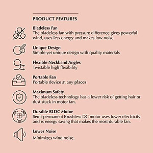 Dansoon Bladeless Neckband Rechargeable Portable Fan (Cream White)