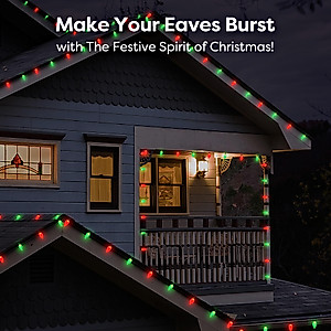 BlcTec Upgraded Super Big C9 Christmas Lights, 100 LED 66 FT Christmas String Lights with Remote, 8 Modes, Waterproof, Timer, Extendable for Indoor Outdoor Trees Eaves Christmas Decorations, Red Green