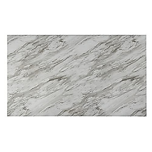 Homsof 7-Piece Set with 1 Faux Marble Dining Rectangular Table and 6 Upholstered-Seat Chairs, Gray+White 3