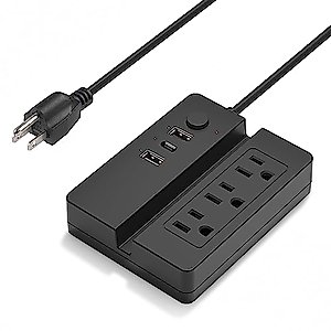 BN-LINK Power Strip with USB Ports and Outlets, Desktop Charging Station with 3 USB Ports( Total 3.4A), 3 Outlets, 4 ft Long Extension Cords, and The Groove to Hold The Cell Phone Easily