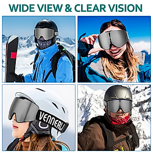 VENNERLI Ski Goggles Snow Goggles OTG Anti-Fog for Women Men Adults 100% UV 400 Protection for Outdoors