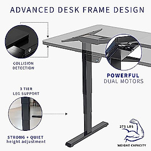 VIVO Electric Height Adjustable 71 x 30 inch Memory Stand Up Desk, Rustic Vintage Brown Table Top, Black Dual Motor Frame, Touch Screen Preset Controller, 2B Series, DESK-KIT-2B7N
