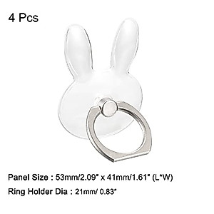 uxcell Transparent Phone Ring Holders, Clear Finger Grip Stand for Phone, Case, Tablet (Rabbit Shape), 4Pcs