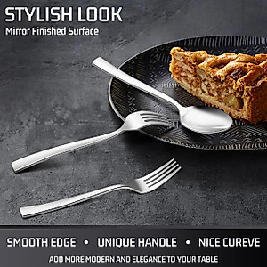 HaWare 40 Pieces Silverware Set, Stainless Steel Flatware Set for 8, Square Edge Cutlery Set for Home Restaurant Party, Food-Grade Tableware Include Knife Spoon Fork, Mirror Polished, Dishwasher Safe