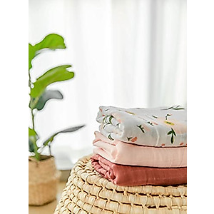 Little Jump 3 Pack Muslin Swaddle Blankets Solid Colors, Large 47 x 47 inches Muslin Blankets for Girls & Boys, Baby Receiving Swaddles, Newborn Gifts (Solid Floral)