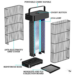 Electric Bug Zapper Indoor Outdoor 20w Insect Killer Mosquito Zapper Black Flying Insect Traps with Power Cord Mosquito Killer for Home Backyard Farm Patio Garage