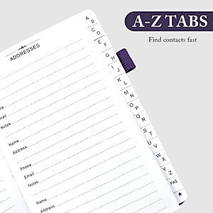 DRAPHY Address Book with Alphabetical Tabs, Elegant PU Leather Telephone Book, Hardcover Address Organizer and Password Keeper - Record Contacts, Anniversaries, Birthdays 5.2x7.7" (Purple)