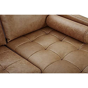 Amazon Brand – Rivet Aiden Mid-Century Modern Reversible Sectional Sofa (86") - Cognac Leather