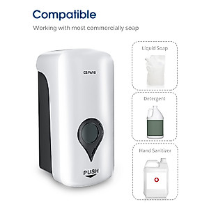 Manual Foaming Soap Dispenser, 35 oz (1000ml) Refillable Wall-Mount Foam Hand Soap Dispenser-Dark Grey, CD.PANG