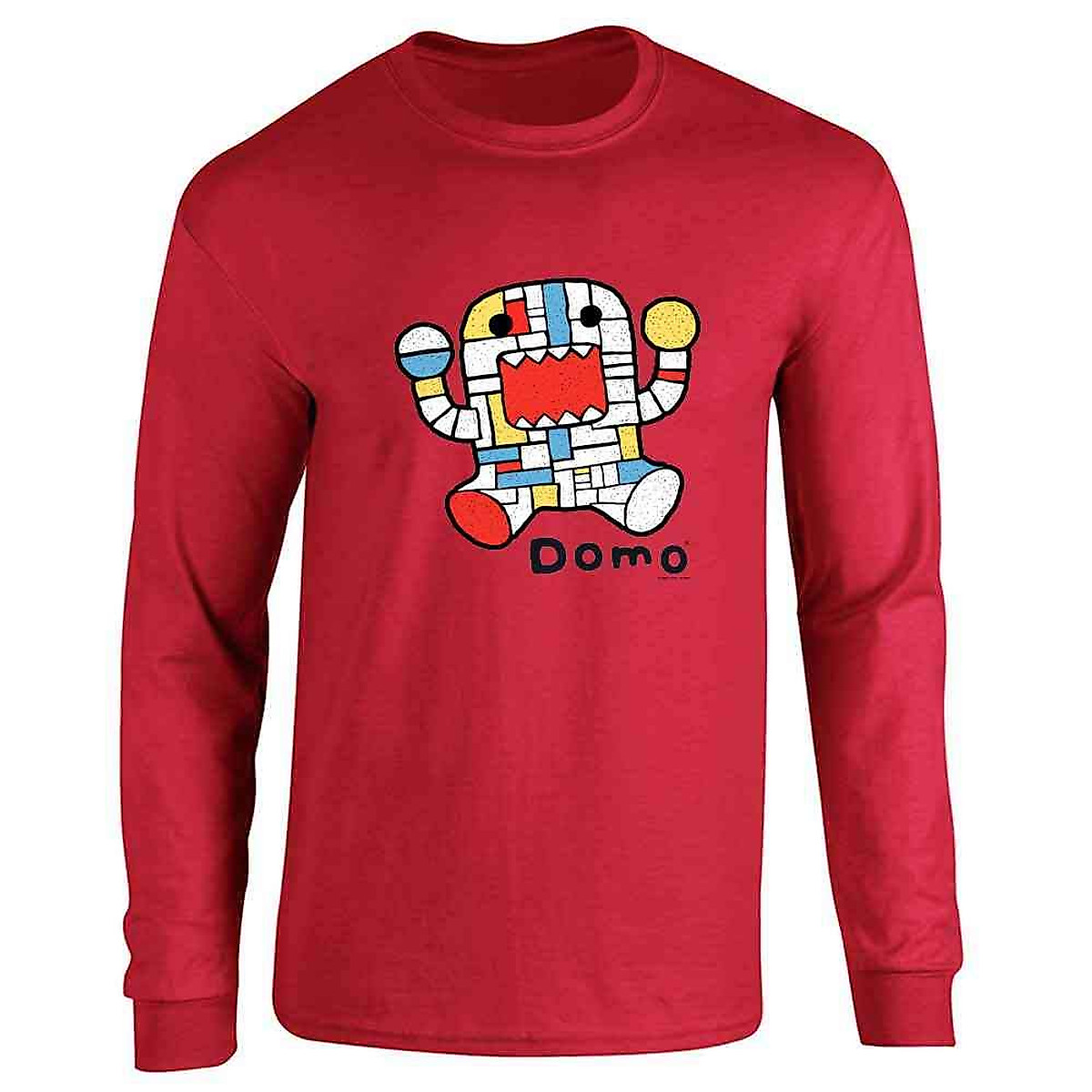 Pop Threads Domo Domondrian Art Funny Cute Long Sleeve Tee T-Shirt Red S