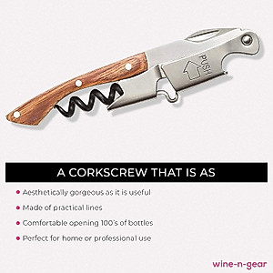 Pocket Prestige Waiters Corkscrew By Coutale Sommelier - Naturalwood and Blackwood - French Patented Spring-Loaded Double Lever Wine Bottle Opener for Bartenders, and Gifts