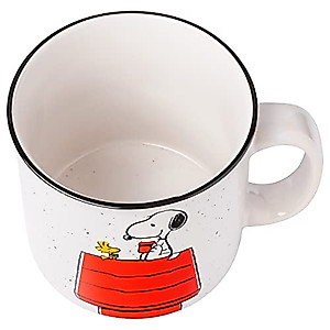 Silver Buffalo Peanuts Snoopy and Woodstock Get Cozy Ceramic Camper Mug, 20 Ounces