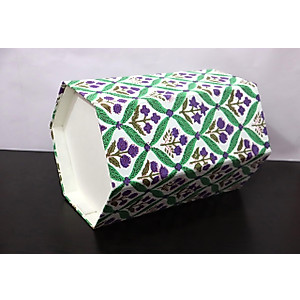 Generic Trash can Dustbin Waste Basket for Kitchen, Room Handmade Paper Block Print Flower Design Plastic Free Bin Decorative 3.3 Gallon (1, Purple Flower)