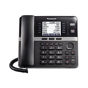 Panasonic Office Phone, Expandable 4-Line Desk Phone for Small and Medium Business, Corded Phone Base Station Expandable Up to 10 Business Phones Wirelessly - KX-TGW420B (Black)