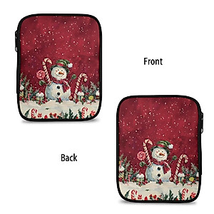 Goronwyfloyd Red Xmas Snowman and Cane Crochet Storage Cover Travel Crochet Storage Bag Organizer Zipper Bags with 3 Mesh Pockets Sturdy and Dustproof Christmas Decor