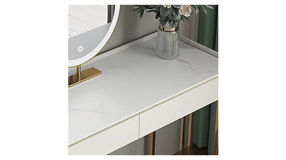 SDGH Dressing Table Set with LED Lighting Side Cabinet and 5 Drawers ...