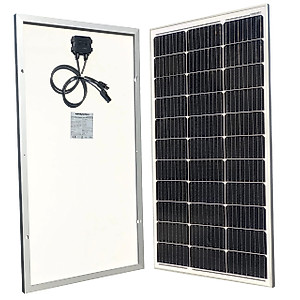 WindyNation 100 Watt Monocrystalline Solar Panel Off-Grid Kit with P30L LCD PWM Charge Controller + Solar Cable + Mounting Brackets for RV, Boat, Off-Grid