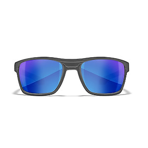 Wiley X Kingpin Captivate Polarized Sunglasses, Safety Glasses for Men and Women, UV Eye Protection for Shooting, Fishing, Biking, and Extreme Sports, Matte Graphite Frames, Blue Mirror Lenses