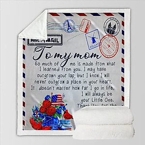 Elejolie Birthday Gift for Mom Throw Blanket,Fleece Blanket for Mom from Daughter/Son,Thanksgiving Day Gift for Mother Soft/Cozy/Flannel Blanket for Couch,Sofa,Bedding(60” x 80”)