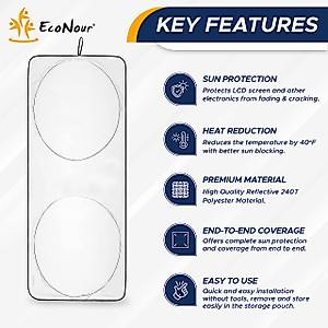 EcoNour Jeep Windshield Sunshade | Sun Visor for UV Rays & Heat Protection | Suitable for Wrangler, Compass, Gladiator & Renegade | Accessories for Jeep Wrangler | X-Small - 60x21 inches