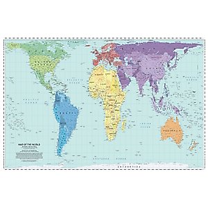 Updated Peters Projection World Map | Laminated 36" x 24” Map | Developed by Arno Peters | Most Proportionally-Accurate Land Mass Depiction | Country Size & Scale is True, Unlike Most Maps | Major Countries, Cities, & Bodies of Water Labeled