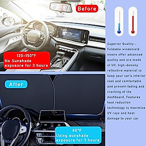 Ziciner 2 PCS Car Windshield Sun Shade, Auto Sun Heat and UV Rays Blocker, 31.1"×27.9" Foldable Automotive Front Window Sunshade Protector, Universal Vehicle Interior Accessories (Silver)