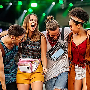 Clear Fanny Pack Stadium Approved - Veckle Packs for Women Men Water-resistant Cute Waist Bag Purse Transparent Adjustable Belt Sports, Travel, Beach, Events, Concerts Bag, Black