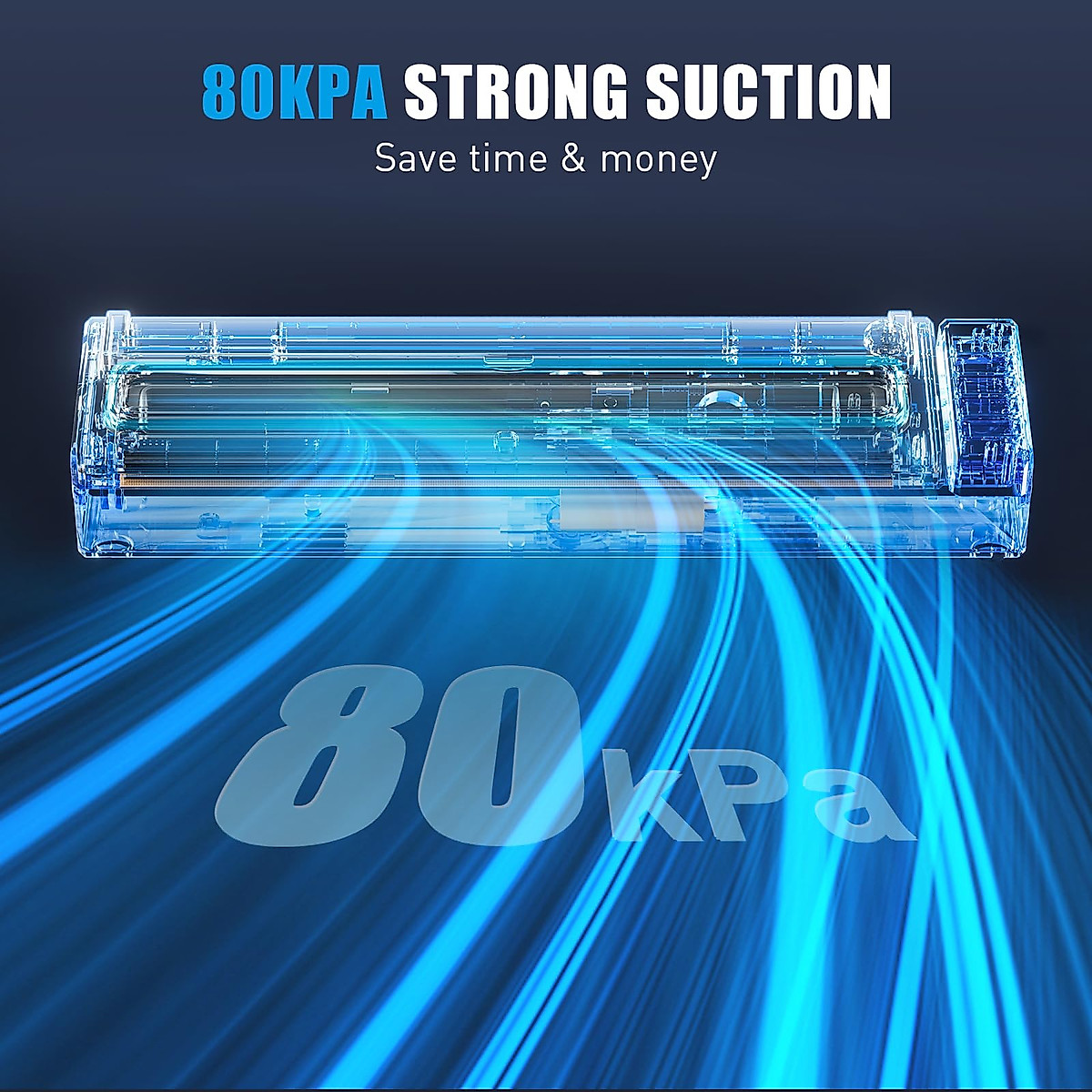 Vacuum Sealer Machine HOMEKANE, 80kPa Vacuum Food Sealer with Dry & Moist Food Preservation Modes, Built-in Cutter with 5 Sealing Bags for Food Storage, Black