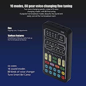 Portable Voice Changer, Handheld Bluetooth Voice Disguiser with Multiple Sound Effects, Voice Adjustable, Mini Gaming Live Sound Card for PS4/Xbox/Switch/PC/Phone(DC 5V)