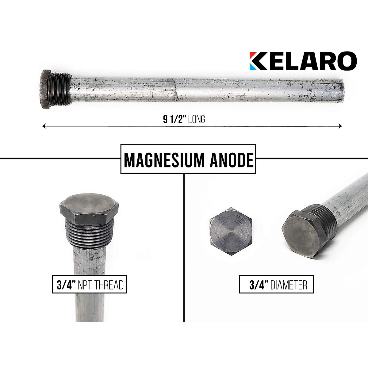 RV Water Heater Magnesium Anode Rod (2-Pack) by Kelaro - Fits Suburban and Mor-Flo Camper Water Heaters