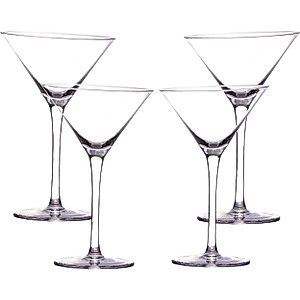 LEMONSODA Slanted Martini Glasses Set of 4- Crystal Clear Martini Glass Gift Set- Tall Cosmo Cocktail-Hand Blown Bar Glasses for Cosmopolitan, Margarita, Manhattan, Gimlet (Set of 4)