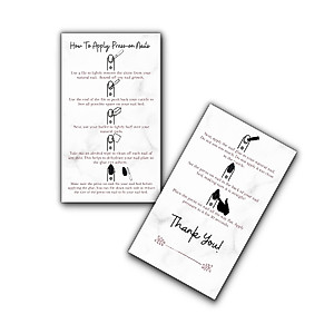 Press-On Nail Application Instructions Cards | 50 Pack | 2x3.5" inch Business Card Size | DIY Press-On Nail Kit | Marble with Rosey Gold Design