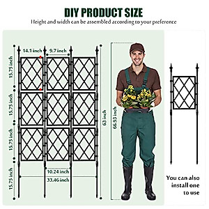 WellSign Garden Trellis for Climbing Plants Outdoor and Indoor 63inch, Sturdy Rustproof Coated Metal Support Fence Climbing Frame with 20 Reusable Ties for Ivy Vines Vegetable Flower 1Pack